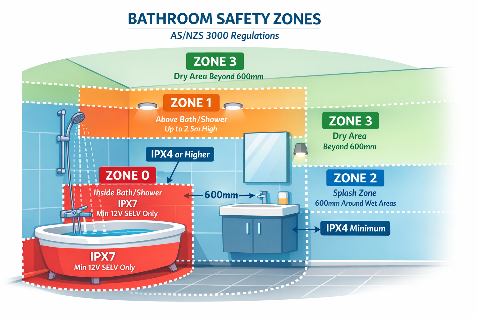 Understanding Bathroom IP Zones & What They Mean for Your Lighting in