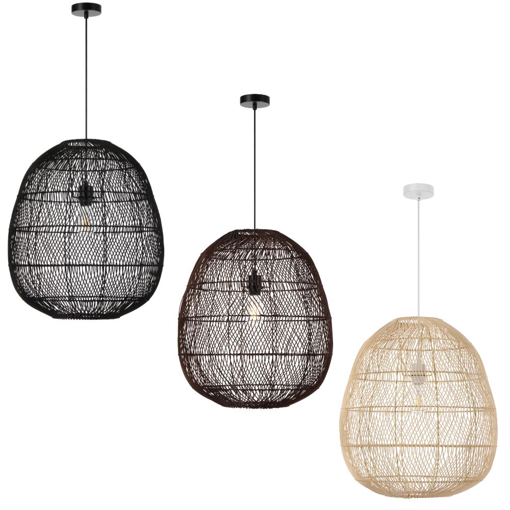 Telbix RANA 50 - 1 Light Rattan Pendant-TB-RANA PE50-BK-9329501063996 ...
