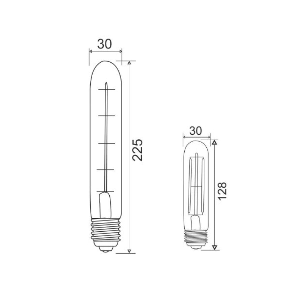 CLA GLOBE-T30 - 5W LED Dimmable 128mm/225mm Tubular T30 Shape Vintage ...