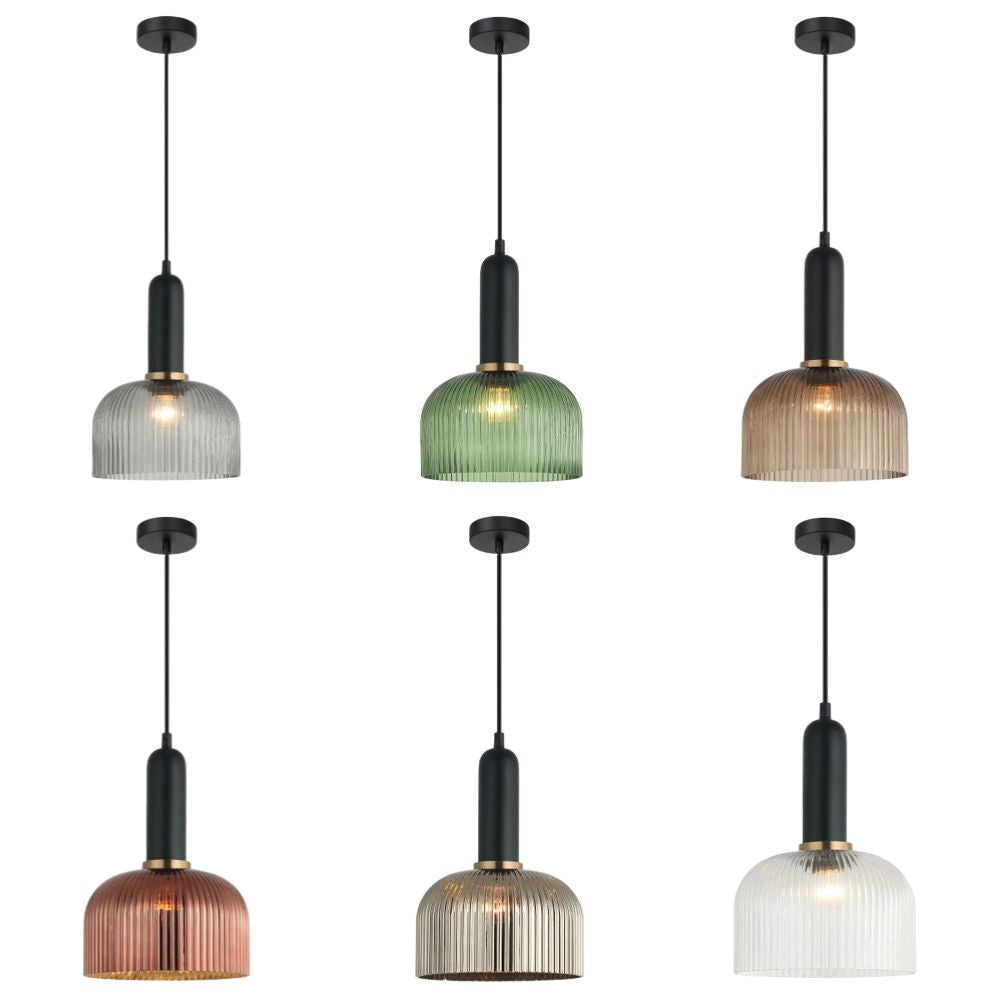 CLA VINTAJ - 1 Light Dome Ribbed Glass Pendant Lights – Ozlighting