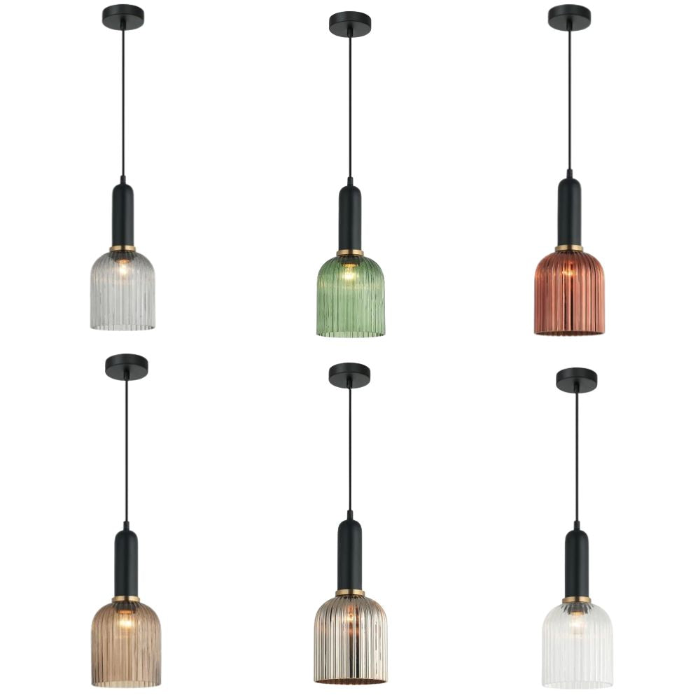 CLA VINTAJ - 1 Light Ellipse Ribbed Glass Pendant – Ozlighting