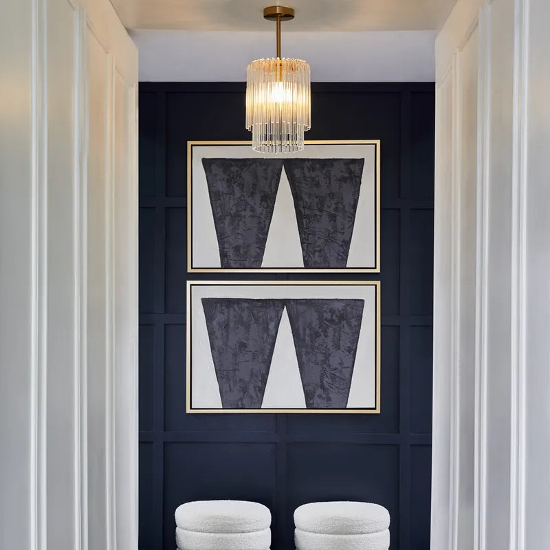 Cafe Lighting ZARA - Petite Flush Mount Glass Rods Ceiling Light And ...