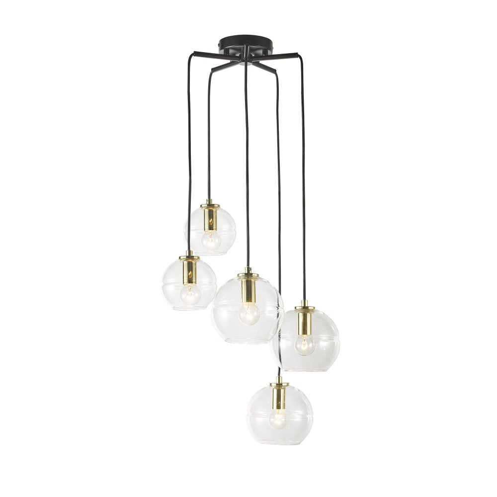 Oriel RENO - 5 Light Clear Glass Pendant – Ozlighting